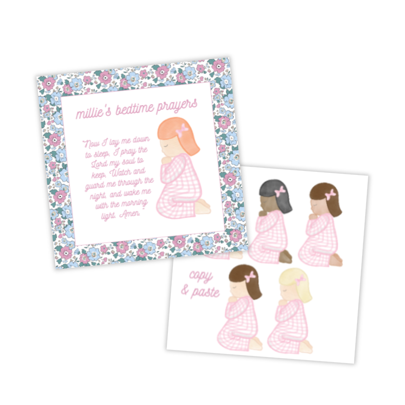 Girl's Bedtime Prayer Card – Paper In A Pinch