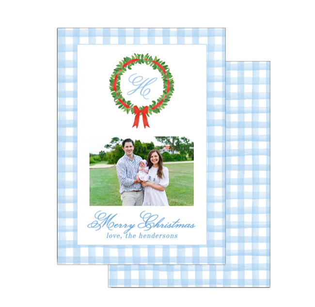 Blue Gingham Christmas Card – Paper In A Pinch