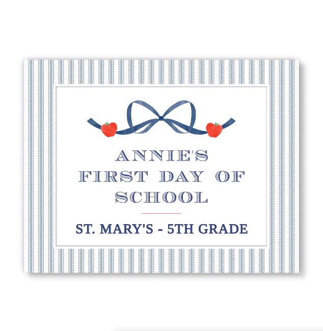 Navy Bow Back To School Sign – Paper In A Pinch