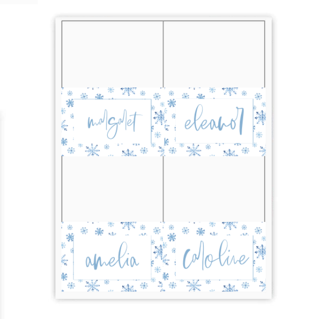 Snowflake Placecards / Buffet Labels – Paper In A Pinch
