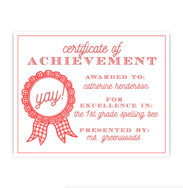 Red Award Certificate – Paper In A Pinch