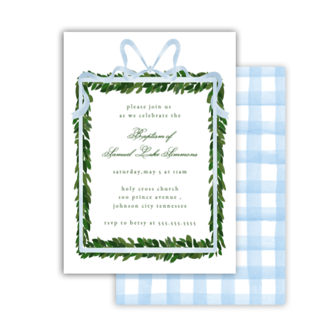 Blue Wreath Invitation – Paper In A Pinch