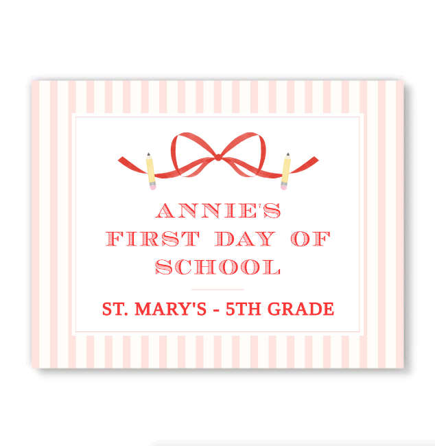 Red Bow Back To School Sign – Paper In A Pinch