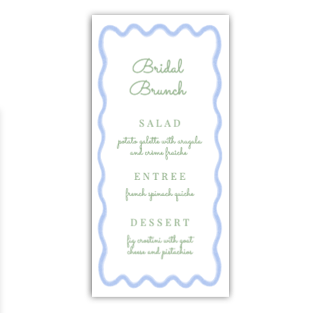 Blue Wave Long Menu – Paper In A Pinch