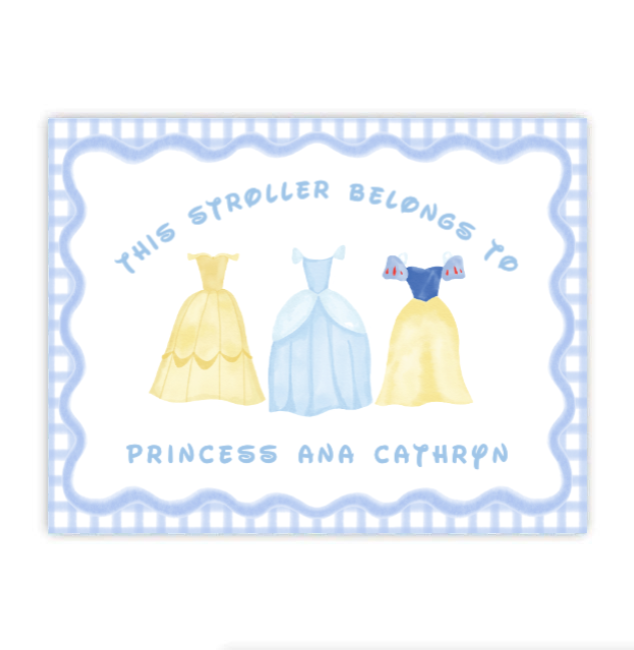 Blue Princess Stroller Tag – Paper In A Pinch